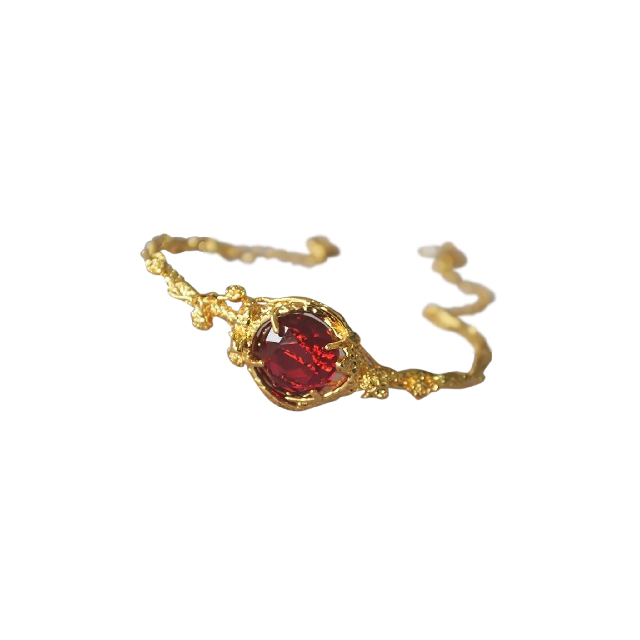 Ruby Red Ocean Crystal Gold Adjustable Bracelet | Aster & Aura